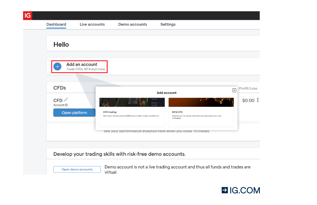 How do I add an MT4 account with IG Bank? | IG Bank