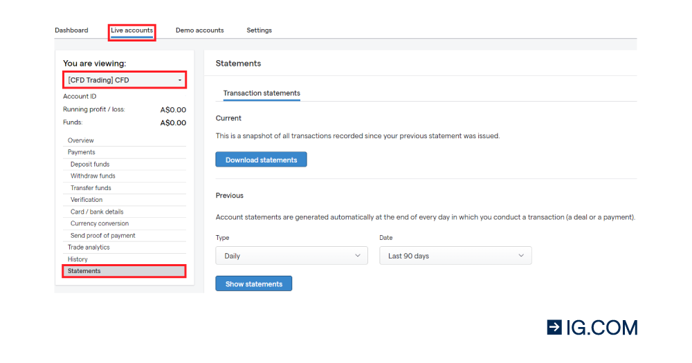 What statements will I receive | IG AU
