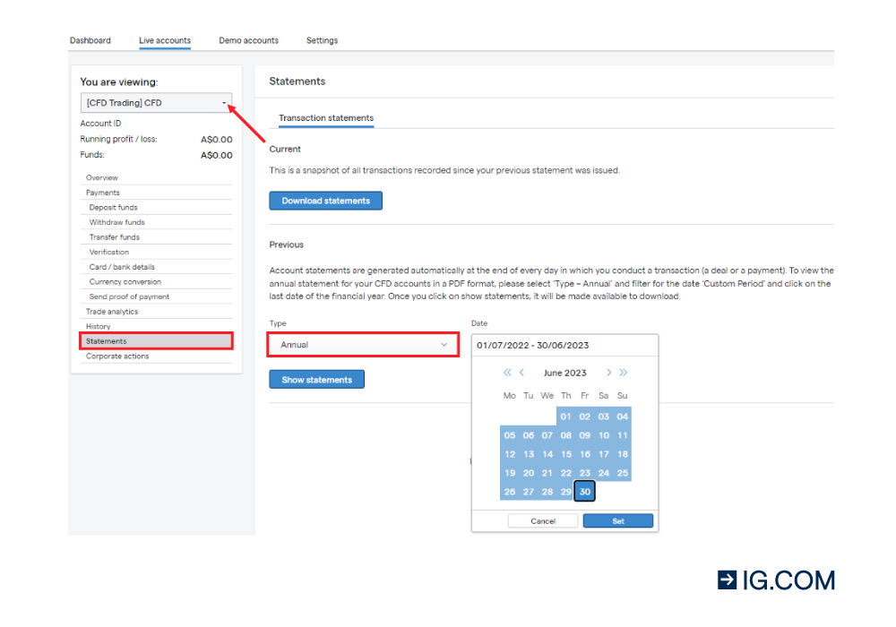What info can I get for the end of financial year? | IG Australia